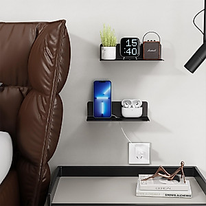 Dr.DJ Floating Shelves Metal Wall Mounted Set of 2 Black- Easily Expand Wall Space - Metal Hanging Shelves Display Shelves for Wall Storage for Bedroom, Gaming Room, Living Room, Bathroom, Office