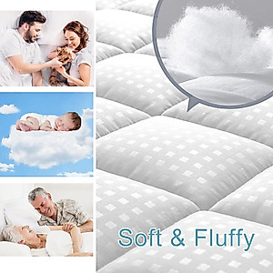 HYLEORY Full Mattress Pad Quilted Fitted Mattress Protector Cooling Pillow Top Mattress Cover Breathable Fluffy Soft Mattress Topper with 8-21" Deep Pocket