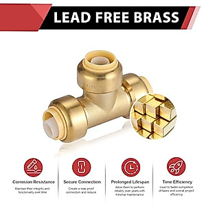 10 Pieces EFIELD 3/4 Inch Tee Push-Fit Fitting to Connect Pex, Copper, CPVC with a Disconnect Clip