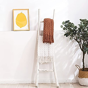 Lunarose Throw Blanket for Couch,Soft Cozy Knit Blanket,Lightweight Decorative Throw for Sofa Chair Bed Travel and Living Room-All Seasons Suitable (50"x60", White-Wave)