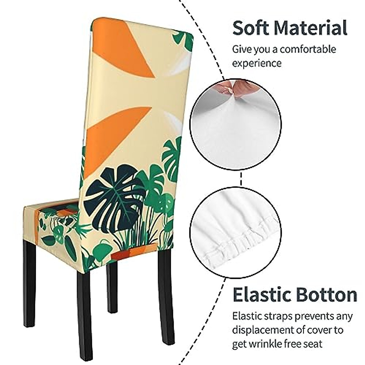 Cartoon Turtle Back Bamboo Pattern Elastic Polyester Ammonia Dining Chair Cover - Protection Cover for Dining Chair Removable