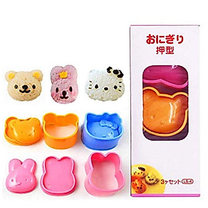 Halloluck 3 Pack DIY Sushi Rice Decorating Mold Picnic Kitchen Animal Mold Rice Mold Shaper Bento Accessories