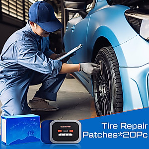 Tallew 60 Pcs Tire Patch 2.56 x 3.15 Inches Rubber Patches Radial Repair Patch Tube and Tire Plug Kit Emergency Repair Tool for Puncture Car Truck Bus Tractor Vehicle