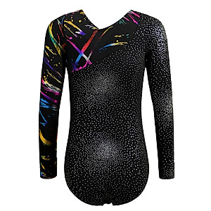 HOZIY Girls Gymnastics Leotards Size 6-7 With Sleeves Long Sleeve 7-8 Year Old Black Kids Little Girl Pink Unitard Tumbling Outfits Dance Clothes Clothing Bodysuits
