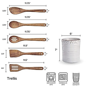 Pfaltzgraff Trellis Utensil Crock, 7x6 inch, White