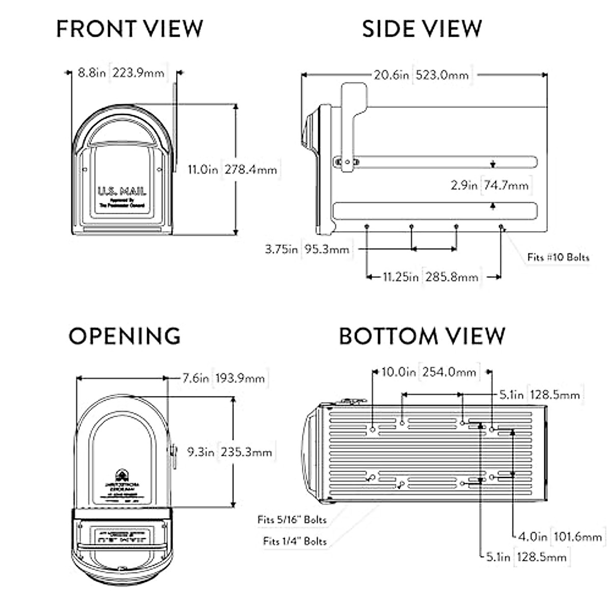 Architectural Mailboxes Barrington Galvanized Steel Post Mount Mailbox, Compatibility Code F, 7900-1B-R-10, Black, Large Capacity