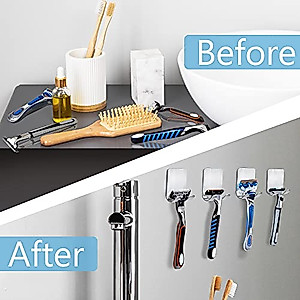 KOFANI Razor Holder for Shower, 4 Pack Stainless Steel Razor Holder Hooks, Waterproof Self-Adhesive Shaver Holder Hanger Hooks for Bathroom Kitchen to Organize Loofah Robe Towel Plug Coat