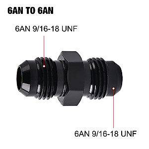 EVIL ENERGY 6AN Male to Male Flare Coupler Union Straight Fuel Hose Adapter Fitting Black 2PCS