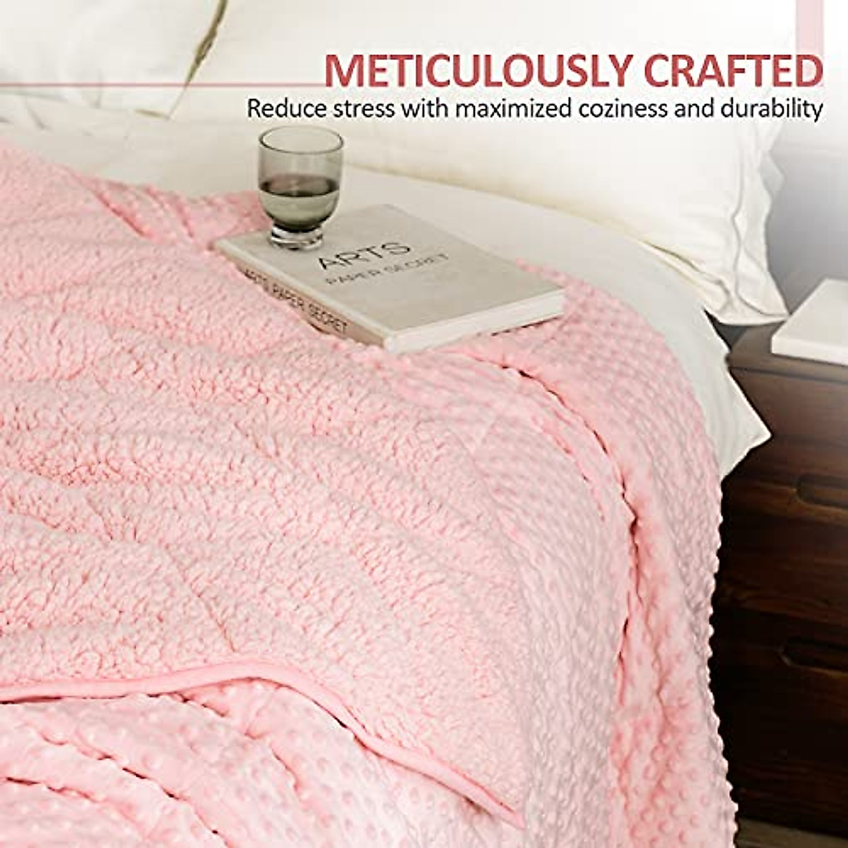 Sted Weighted Blanket 20 lbs, Soft Warm Sherpa Fleece Heavy Blanket Adult, Minky Dot Bed Blanket for Sleep Home, Machine Washable, Pink 60"×80" 20 lbs