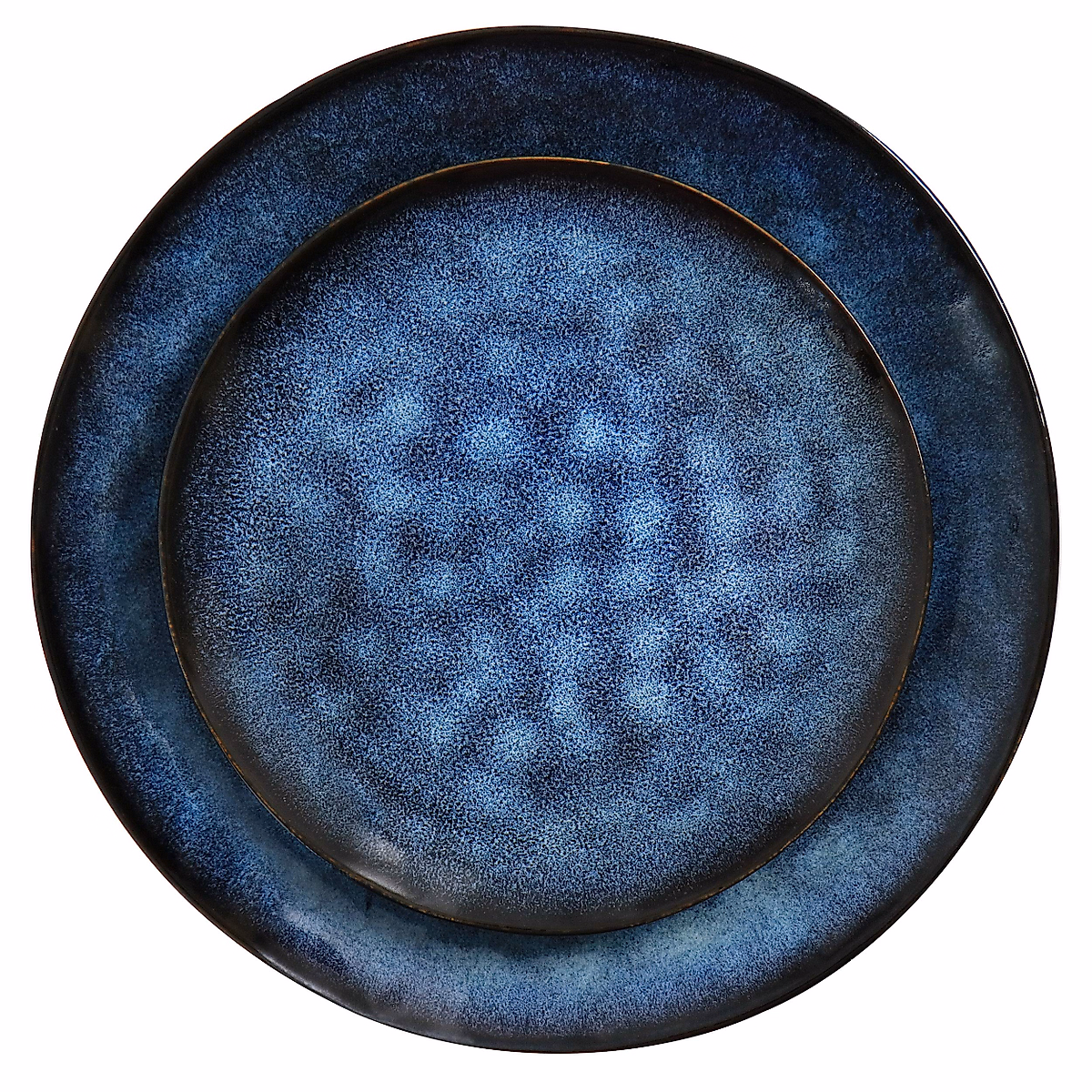 Elama Lucca 20 Piece Round Stoneware Triple Bowl Dinnerware Set in Blue