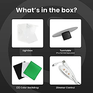 Pivo Lightbox 10" Portable Foldable Professional Product Lightbox Studio Full Set Tent Kit with 360° Turntable, Color Backdrops, and Dimmer Control