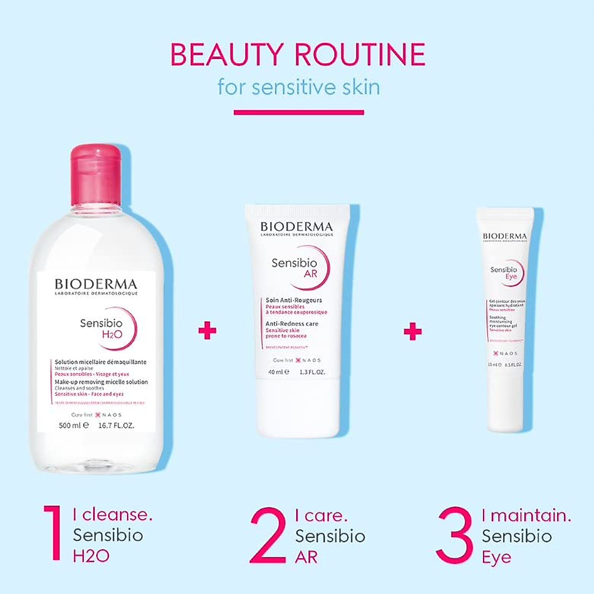 Bioderma Sensibio H2O Soothing Micellar Cleansing Water and Makeup Removing Solution for Sensitive Skin, Face and Eyes