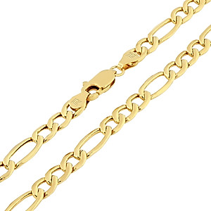 Nuragold 10k Yellow Gold 5.5mm Figaro Chain Link Bracelet, Mens Womens Jewelry 7" 7.5" 8" 8.5" 9"