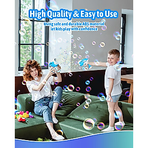 Boerfmo Bubble Gun - Bubble Machine for Kids - 8 Holes Bubbles Wands Blaster with LED Light, Bubble Solution & Batteries - Boys Toys Gifts for Ages 3+, for Outdoor Party, Easter Basket Stuffers