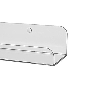 Huji 16 Inch Clear Acrylic Shelf with Rounded Corners for Books, Collectibles, Photos, Coffee Mugs, Makeup, Funko Pops, Toys, Spice Rack