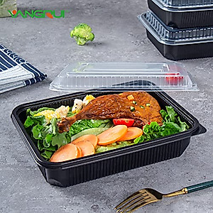 YANGRUI To Go Containers, 40 Pack (40 Trays + 40 Lids) 48oz 1 Compartment BPA Free Reusable Take Out Box Shrink Wrap Machine Washable Meal Prep Container