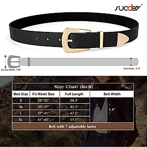 SUOSDEY Women's Leather Belts Vintage Western Belt Metal Tailed Faux Leather Ladies Belts for Jeans Pants black