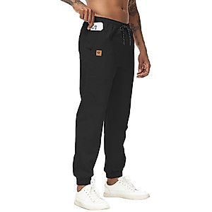 Tyhengta Mens Casual Joggers Pants Elastic Waist Drawstring Chino Jogging Sweatpants for Men Black Large