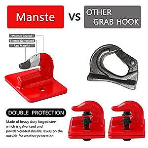 2Pack 3/8" Tractor Bucket Grab Hook, 17,000lbs Break Strength Grab Hooks with Grade 70 Forged Steel Tow Hook Bolt On Grab Hook for Tractor Bucket, RV, UTV, Truck and More (Red)