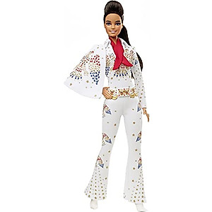 Barbie Signature Elvis Presley Barbie Doll (12-in) With Pompadour Hairstyle, Wearing “American Eagle” Jumpsuit, Gift for Collectors