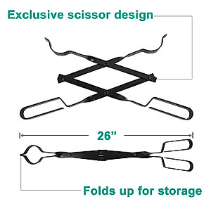 40-Inch Fireplace Fire Pit Campfire Poker Stick and 26-Inch Campfire Fireplace Tongs, Log Grabber, Camping, Wood Stove, Outdoor and Indoor Use, Black Solid Steel