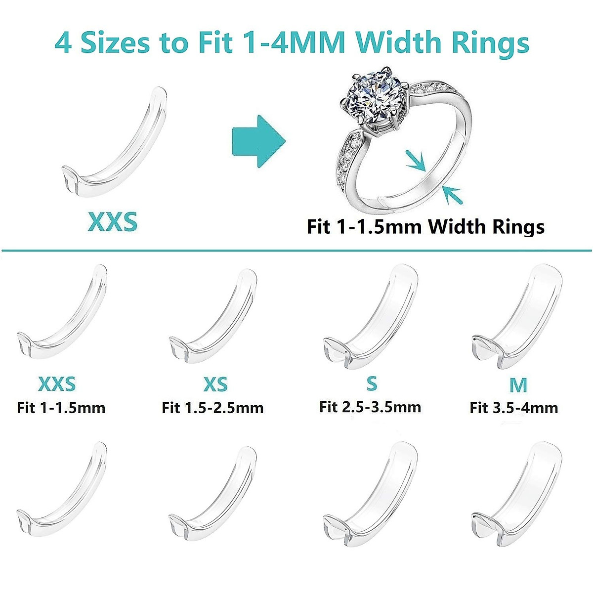 Invisible Ring Size Adjuster for Loose Rings Ring Adjuster Sizer Fit Thin Rings with Jewelry Polishing Cloth