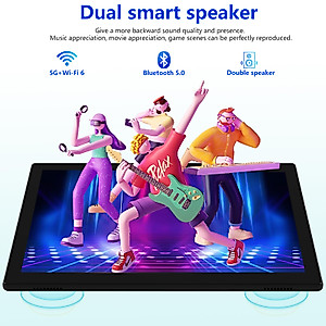 YQSAVIOR Android 13 Tablet 10 Inch, 12GB RAM 128GB ROM 1TB Expand, 2 in 1 Computer Tablet with Keyboard, IPS HD Screen, 6000mAh, 2.4G/5G/WiFi 6 Bluetooth 5.0 Tablet Pc with Stylus, Mouse, Black