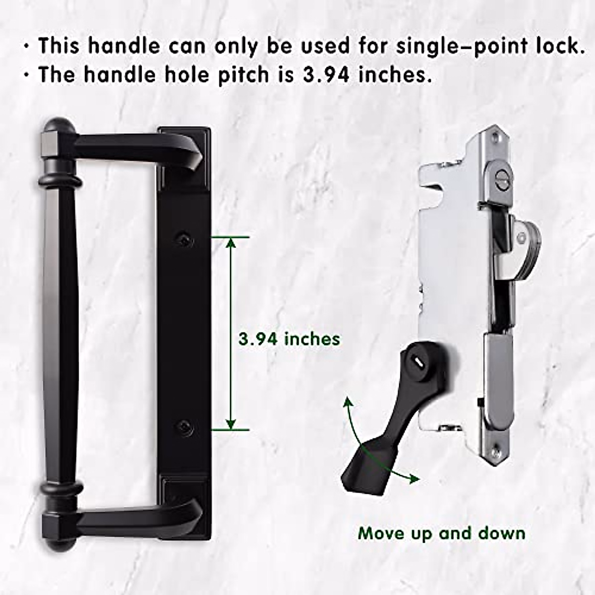 House Guard 20001 Series Patio Door Lock and Handle Set with Key Choices That Add a Unique Signature to Your Patio Doors Glass Sliding Door Handle(Black)