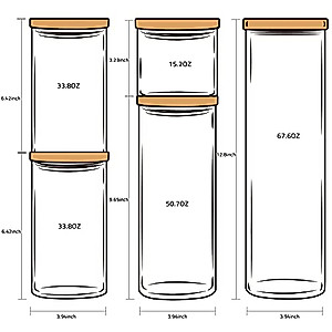 coccot Glass Jars with Bamboo Lids, Glass Food Storage Jars with Wood Lids for Pantry, Glass Canisters Sets with Wood lid for the Kitchen, 5 Pack Glass Storage Containers with Stackable Lids