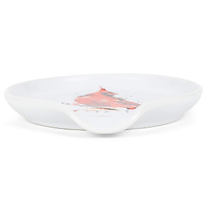 DEMDACO Dean Crouser Cardinal Bird Watercolor Red 5 x 5 Glossy Ceramic Stoneware Spoon Rest