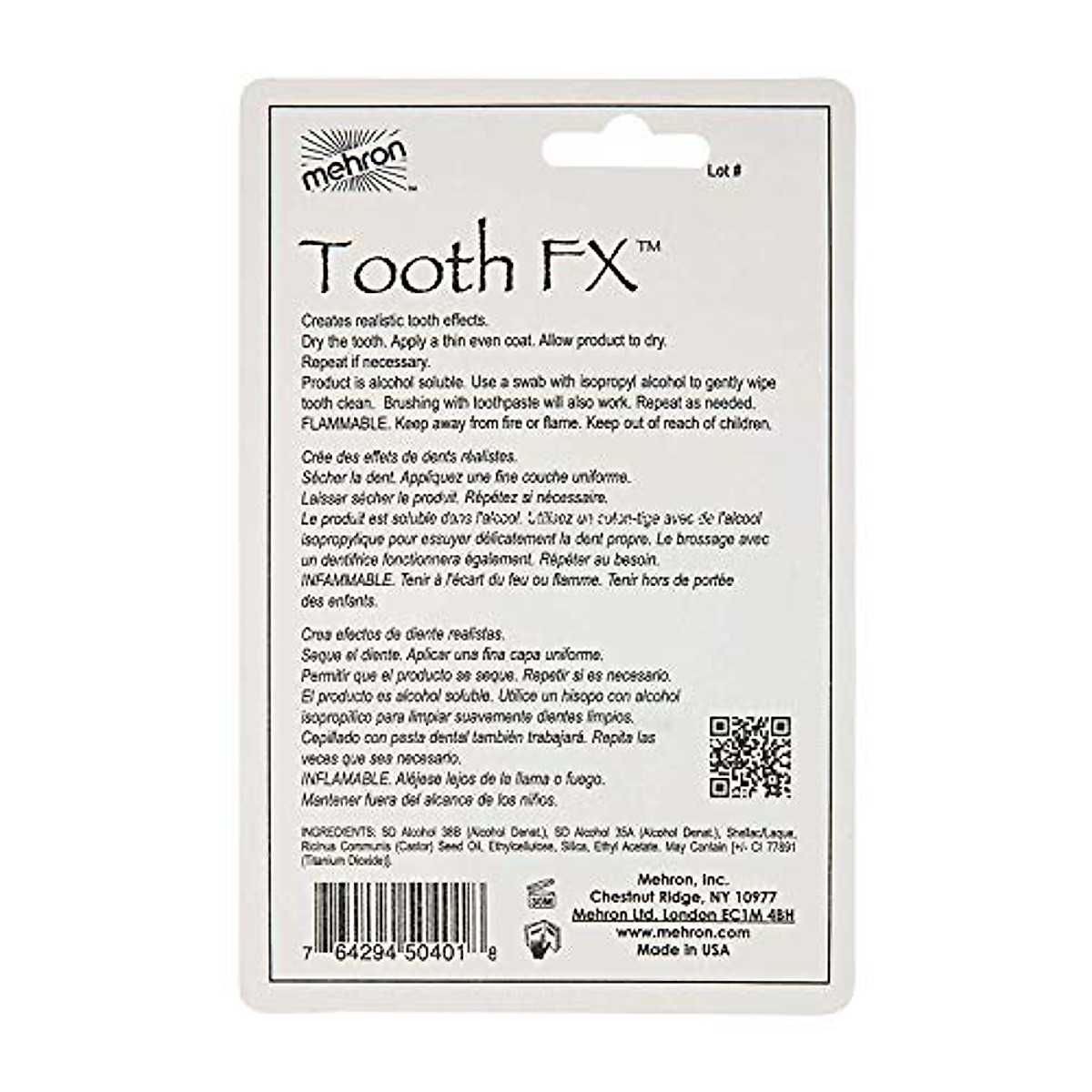 Mehron Makeup Tooth FX with Brush for Special Effects, Halloween, Movies (.25 oz) (White)