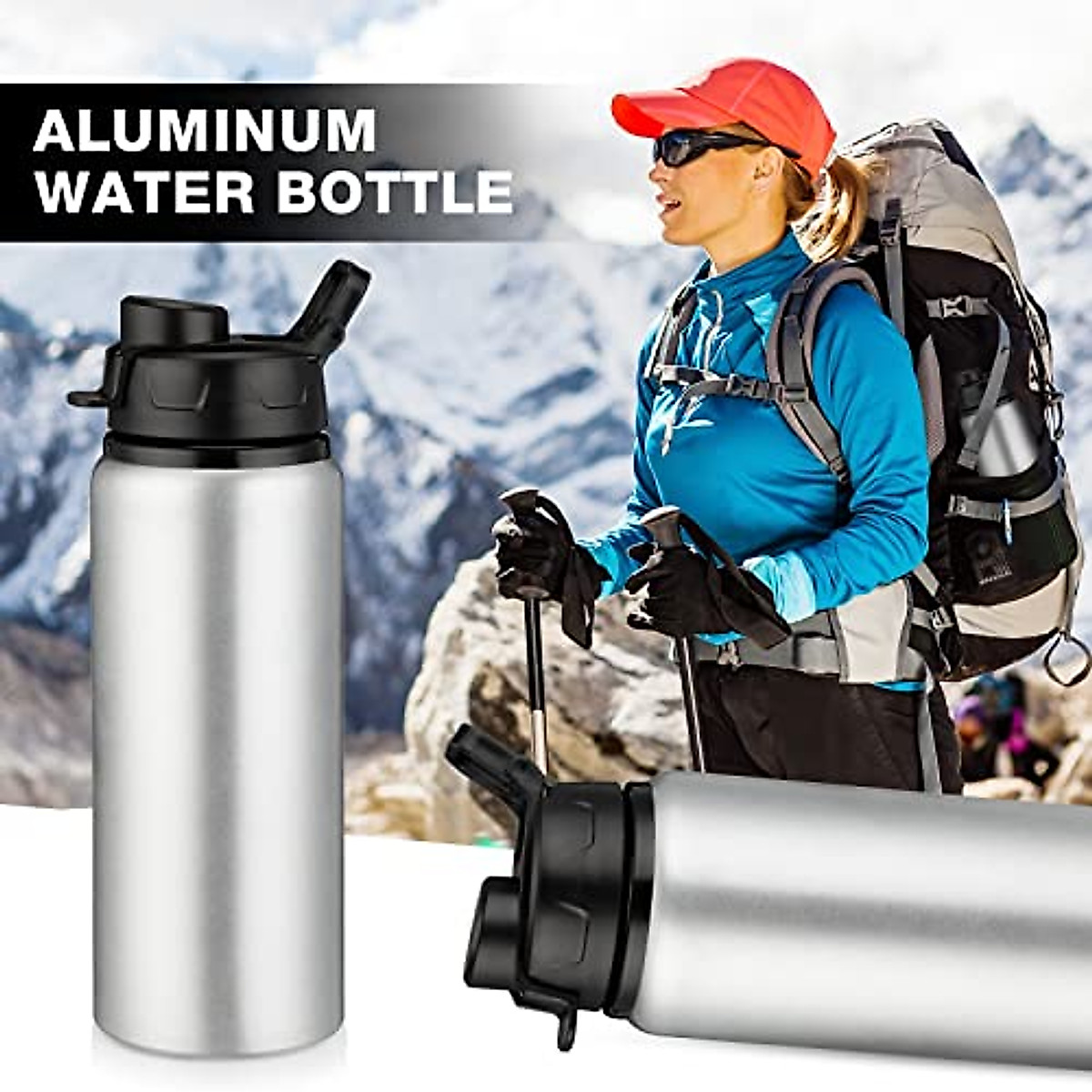 10 Pieces Aluminum Water Bottle 20 oz Leak Proof Aluminum Reusable Bottles Lightweight Portable Sports Water Bottle Bike Water Bottles Snap Lid Metal Water Bottle for Travel (Silver)