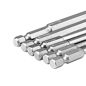 Eyech 6Pcs Allen Wrench Drill Bit Set Magnetic Inner Hexagon Head Screwdriver Bits Set with 1/4 Inch Hex Shank H2.5-H8-3.9 Inch Length
