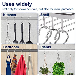 Gidse Metal Shower Curtain Hooks, Set of 12, Rust Proof Shower Curtain Hooks Rings, Durable S Shaped Hooks Hangers for Shower Curtains, Kitchen Utensils, Clothes, Towels (Chrome)