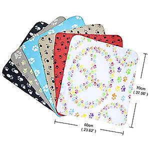 AK KYC 6 Pack Mixed Puppy Blanket Cushion Dog Cat Fleece Blankets Pet Sleep Mat Pad Bed Cover with Paw Print Kitten Soft Warm Blanket for Animals…