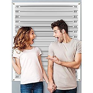 Mugshot Backdrop Photo Booth Banner 4.9 x 4.3 ft, Police Lineup Height Charts Photo Props Background Accurate Measurements Poster for Bachelorette Girls Night Out