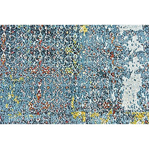 Unique Loom Baracoa Collection Bright Tones Vintage Traditional Runner Rug, 2' 7" x 10' 0", Teal/Ivory