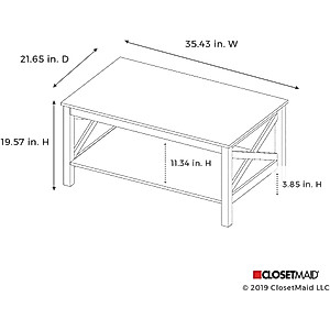 ClosetMaid 3930 X-Frame Design Coffee Table with Shelf, White Wood