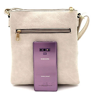 Boho Tassel Braid Detail Large Roomy Vegan Leather Multi Compartment Crossbody Shoulder Bag Messenger