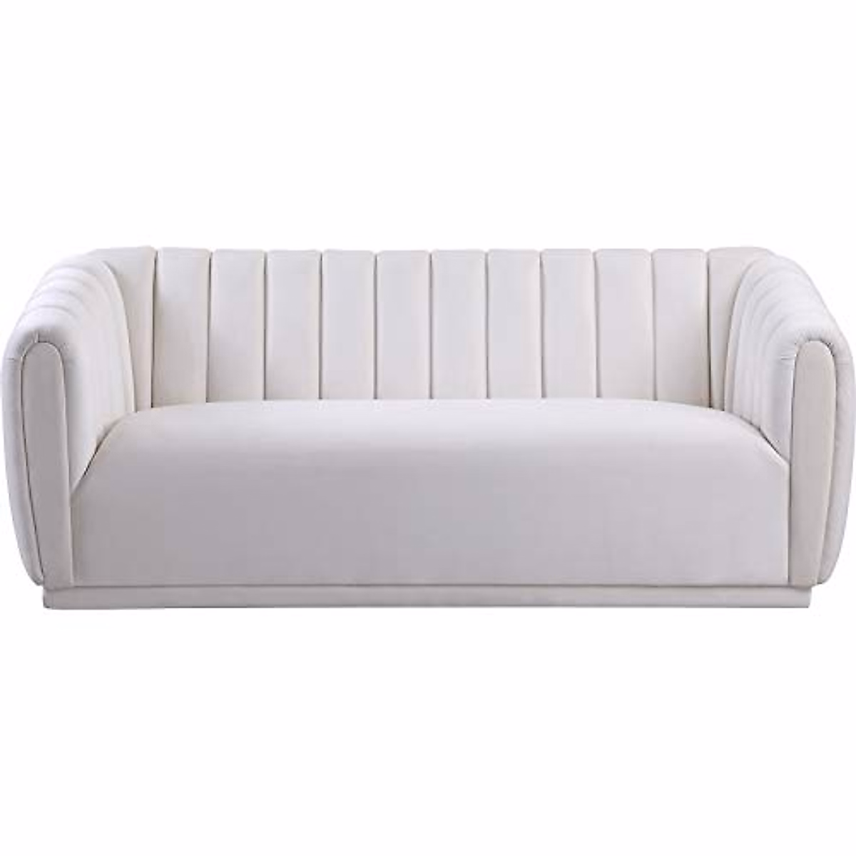 Meridian Furniture 674Cream-S Dixie Collection Modern | Contemporary Velvet Upholstered Sofa with Deep Channel Tufting, 84" W x 37" D x 32.5" H, Cream