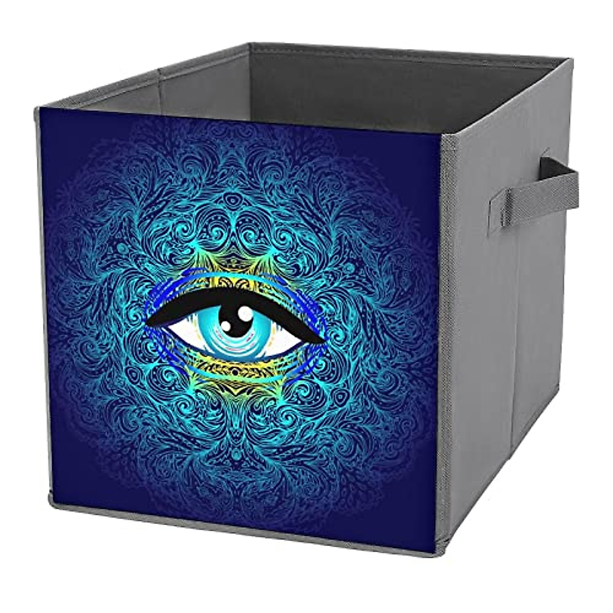 Cool Alien Psychedelic Eye Canvas Collapsible Storage Bins Cube Organizer Baskets with Handles for Home Office Car