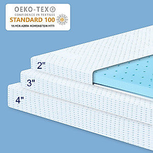 subrtex 3 Inch Gel-Infused Memory Foam Mattress Topper High Density Cooling Bed Tooper Pad Removable Fitted Cover Ventilated Design (Full)
