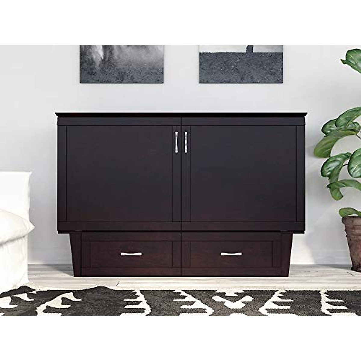 AFI Monroe Murphy Bed Chest with Charging Station, Queen, Espresso