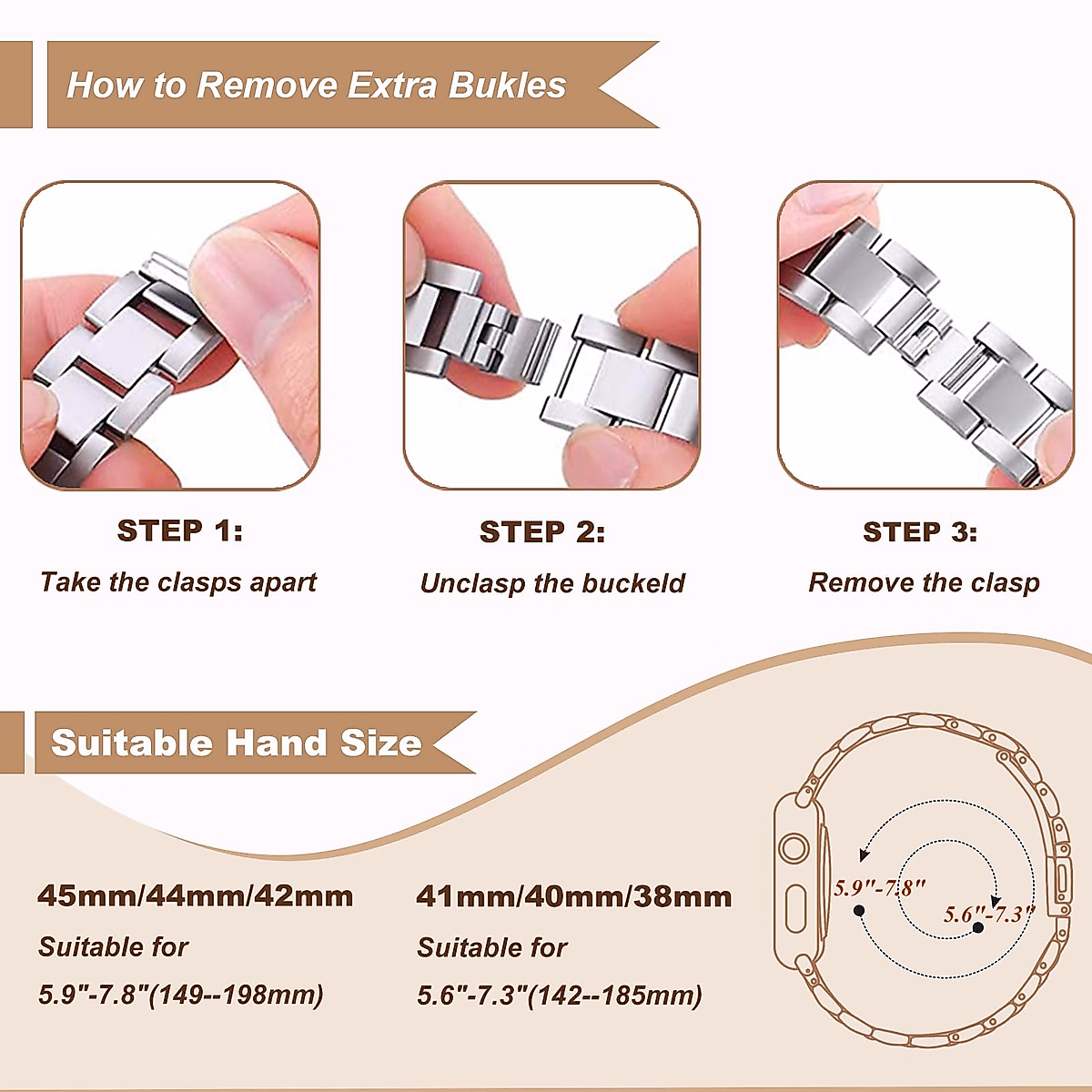 DMMG Stainless Steel Band Compatible with Apple Watch Band 38/40/41/42/44/45mm Women Girls, Dressy Bracelet Replacement Wristband Strap for iWatch bands Series 7 6 5 4 3 2 1 SE (Silver, 38/40mm)