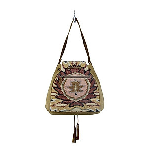 Myra Bag Diversified Bucket Bag Upcycled Cotton & Cowhide Leather S-2871