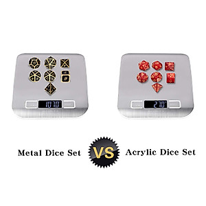 DNDND Metal Dice Set D&D, 7 die Metal Polyhedral Dice Set with Gift Metal Box and Gold Number for DND Dungeons and Dragons Role Playing Games (Black and Gold)