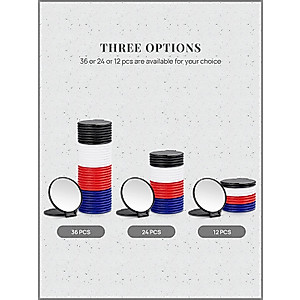 Getinbulk Compact Tabletop Mount Mirror Bulk, Round Makeup Mirror for Purse, Set of 36 (4-Color), Black,blue,white, Red