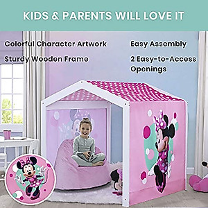 Disney Minnie Mouse Indoor Playhouse with Fabric Tent for Boys and Girls by Delta Children, Great Sleep or Play Area for Kids - Fits Toddler Bed - Greenguard Gold Certified