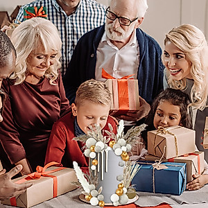 50 PCS Boho Cake Toppers Mini Balls Cake Topper Various Dried Pampas Grass Cake Decor for Boho Home Wedding Cake Decoration (Grey White Gold)