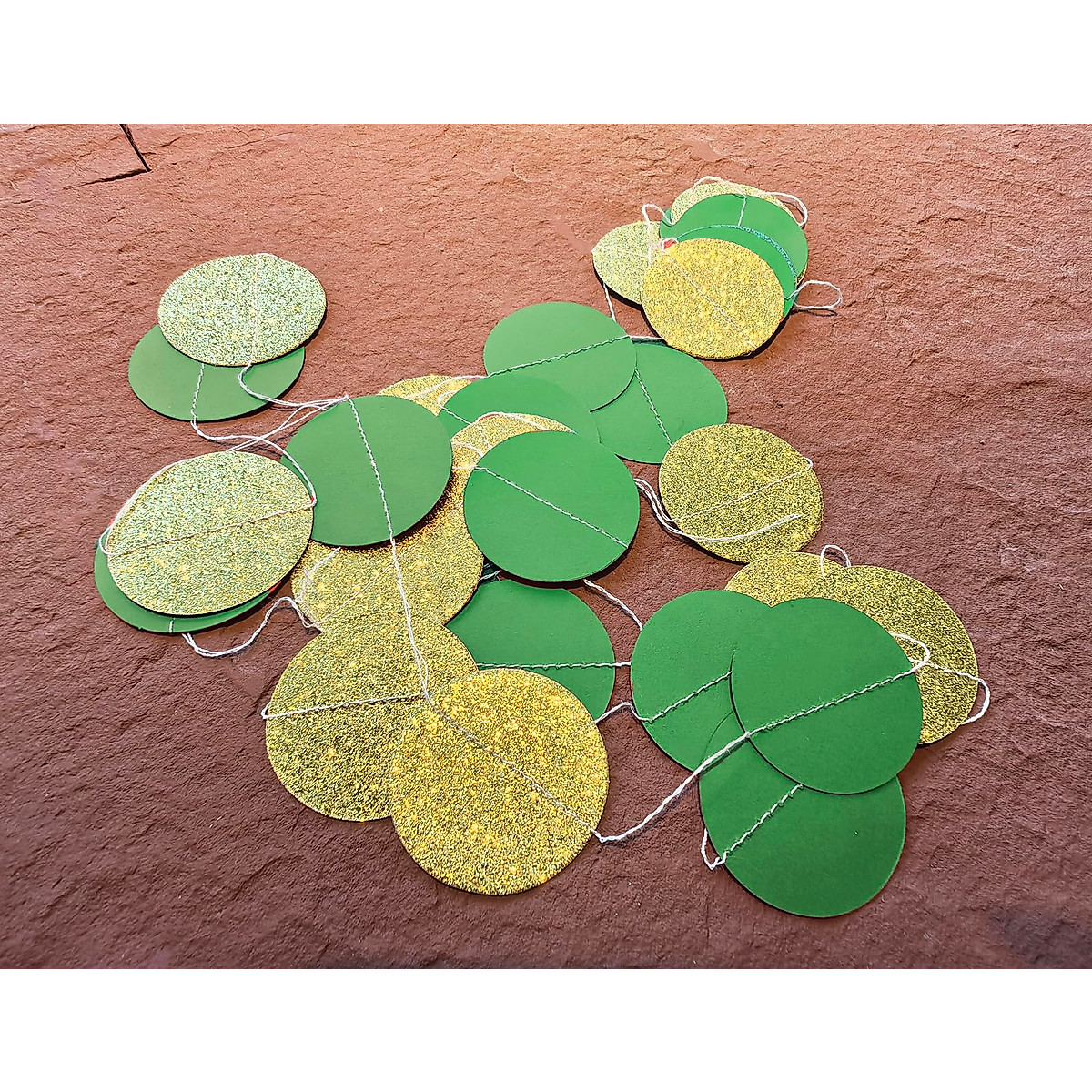 Graduation Party Decorations Green Gold 2024/Green Gold Graduation Decorations/Glitter Gold Green Birthday Party Decorations/St. Patrick’s Day Decorations/2pcs Paper Circle Garlands